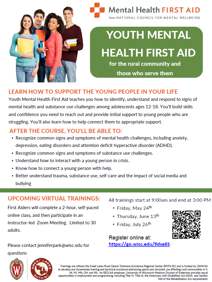 Mental Health First Aid Virtual Training – Extension Kewaunee County